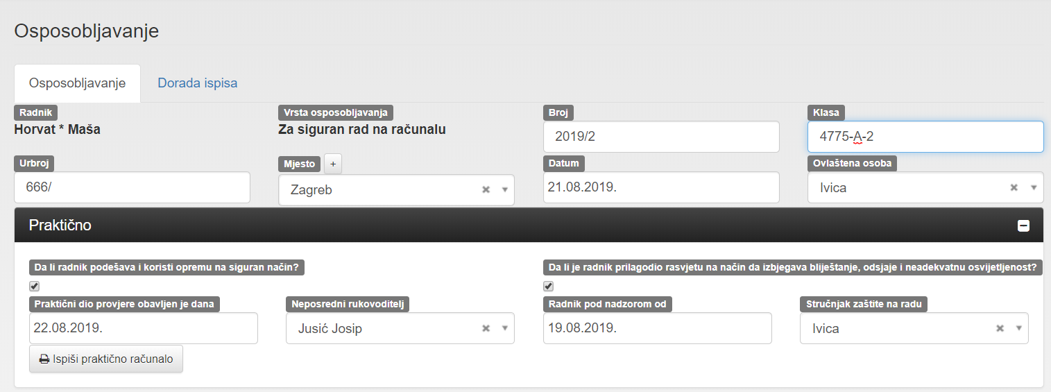 Provođenje osposobljavanja: Provođenje osposobljavanja | škola